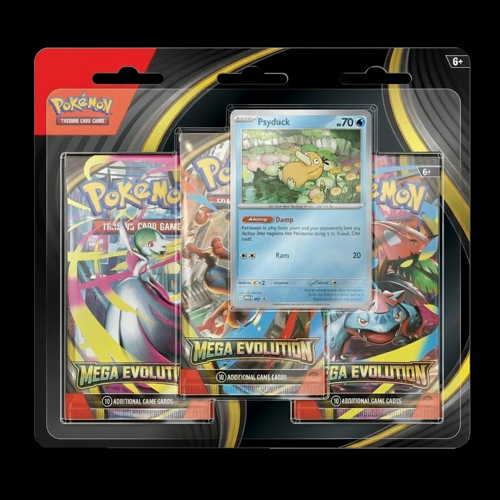 Pokemon TCG Mega Evolution Psyduck Promo 3 Pack Blister — Pop Thrills